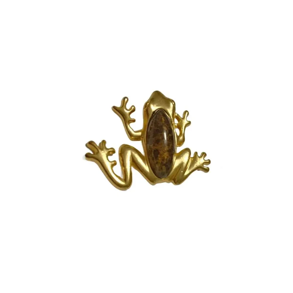 Vintage | Jewelry | Vintage Jelly Belly Gold Tone Frog Brooch With ...